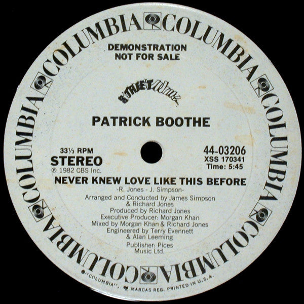 Patrick Boothe - Never Knew Love Like This Before – Music Forecast
